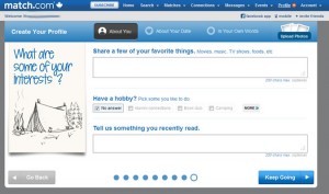 Match Profile Questions and Sign Up Process