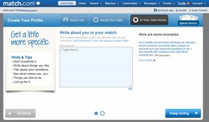 Match Profile Questions and Sign Up Process